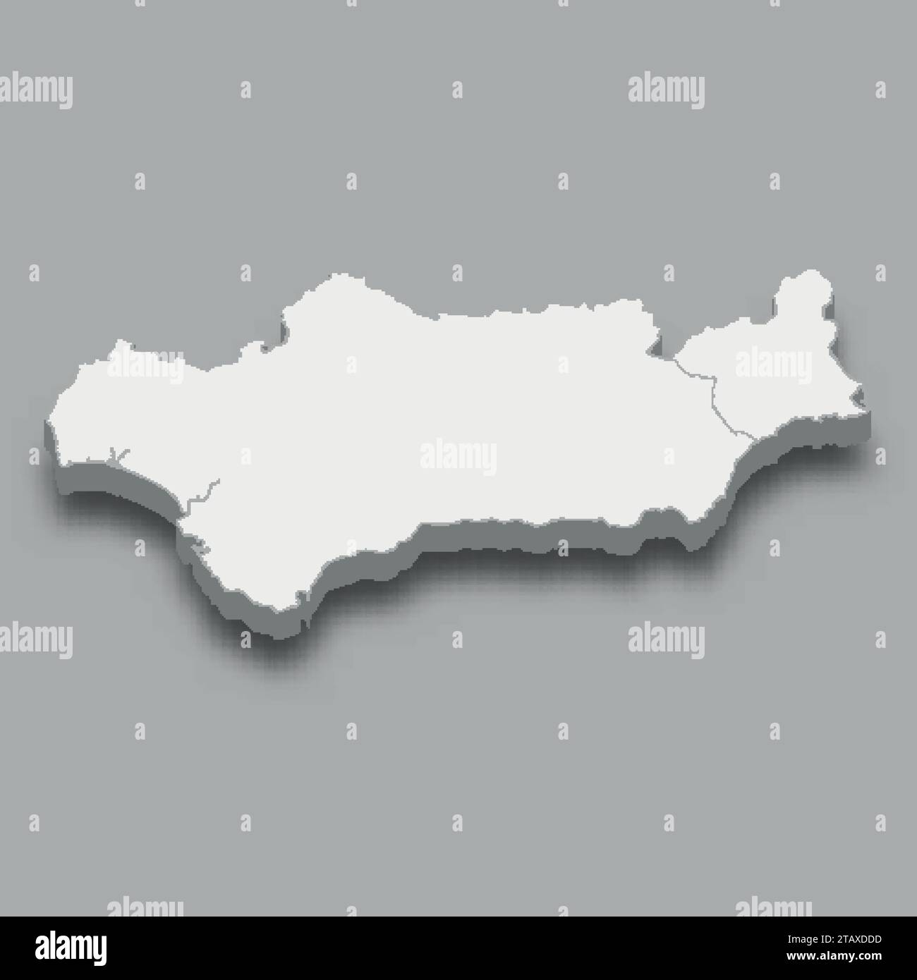 3d isometric map South Region of Spain, isolated with shadow Stock ...