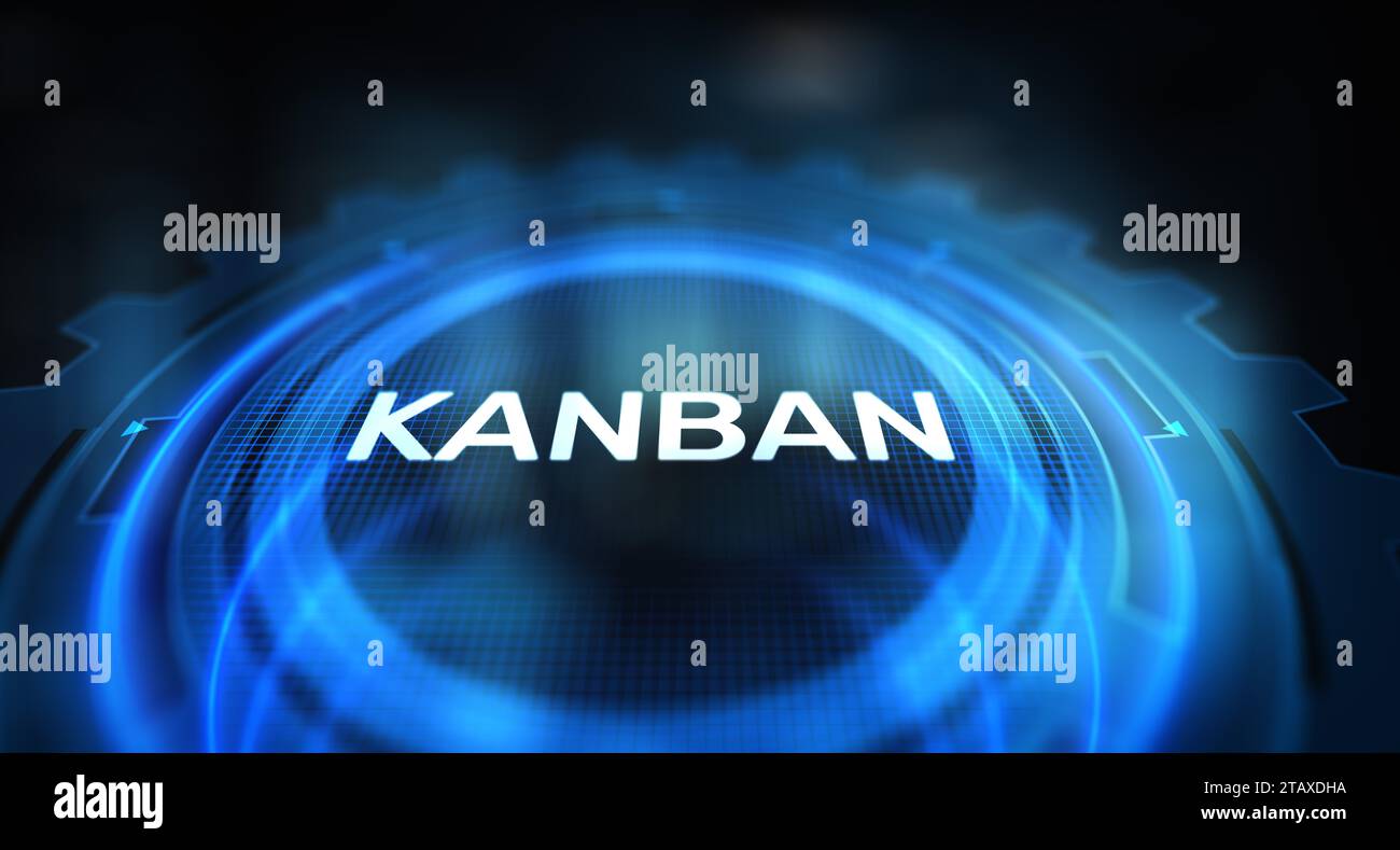 Kanban work flow process management system concept on virtual screen ...