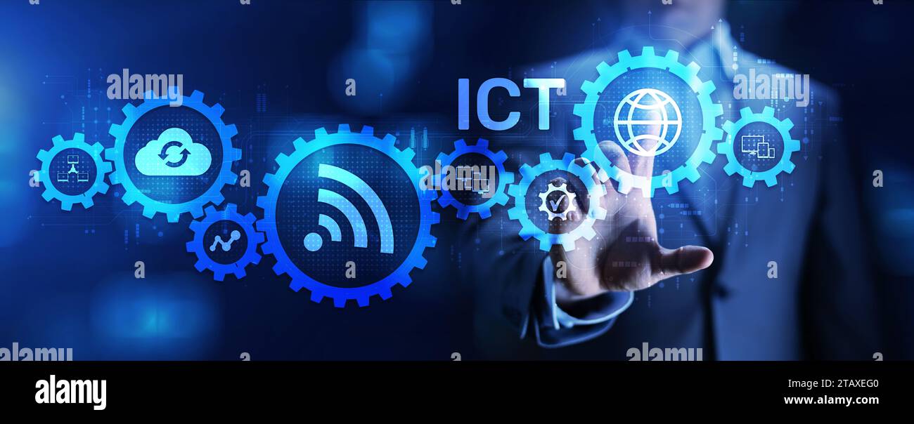 ICT Information communication technology internet concept on virtual ...