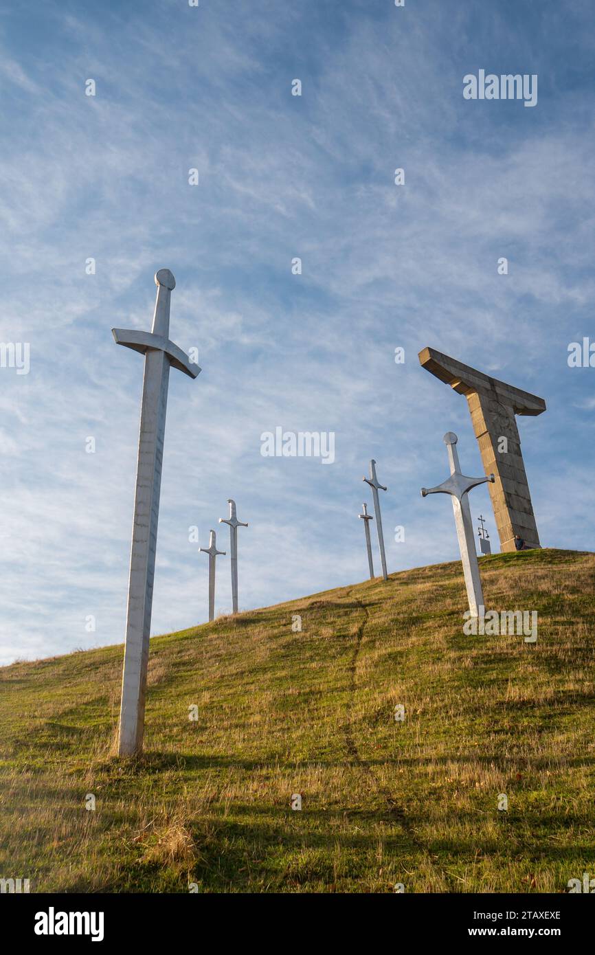 Famous Didgori battle monument with giant swards and sculptures ...