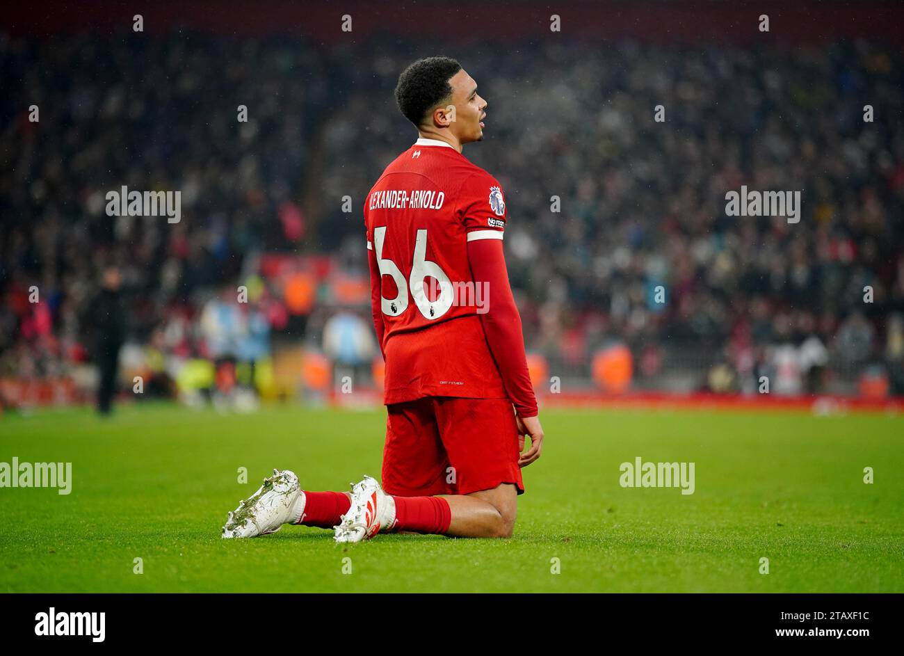 Liverpool's Trent Alexander-Arnold shows his dejection during the ...