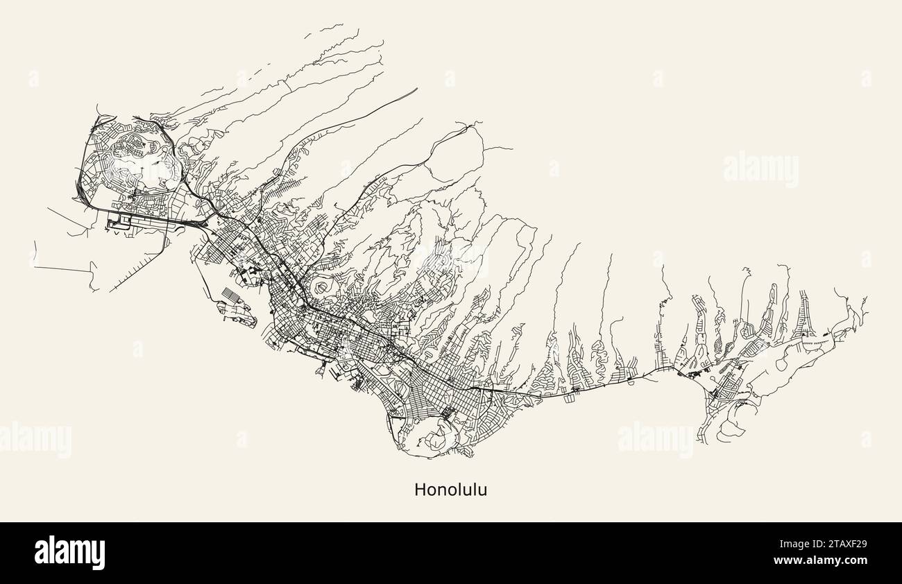 Vector road city map Honolulu, Hawaii, USA Stock Vector Image & Art - Alamy