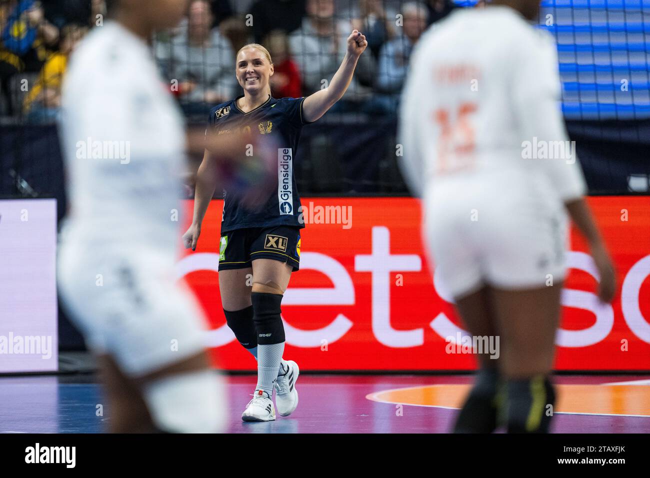Mathilda Lundström of, Sweden. , . celebrates during the IHF Women's ...