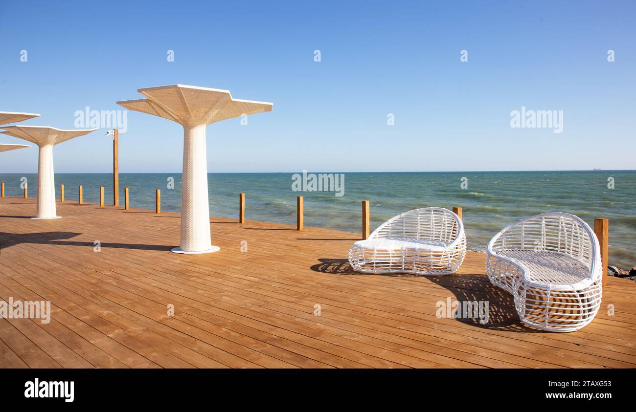 Modern white rattan furniture to create an outdoor pool in living room ...