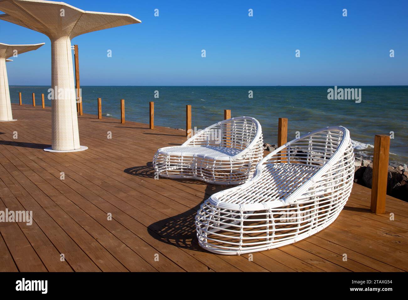 Modern white rattan furniture to create an outdoor pool in living room ...