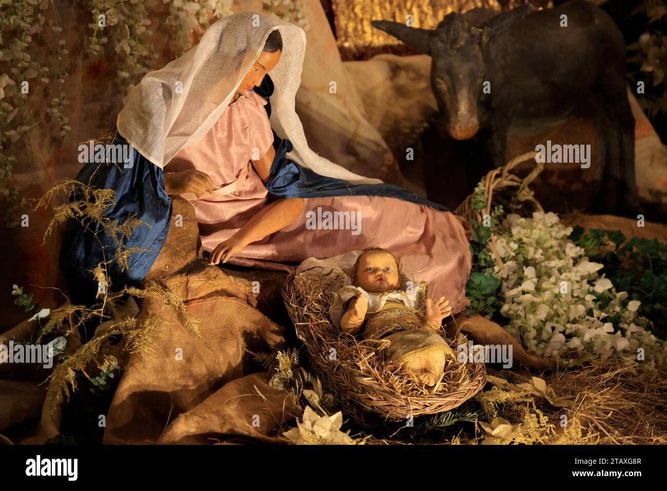 The Child Jesus in the Christmas crib on Christmas Day in the Notre ...