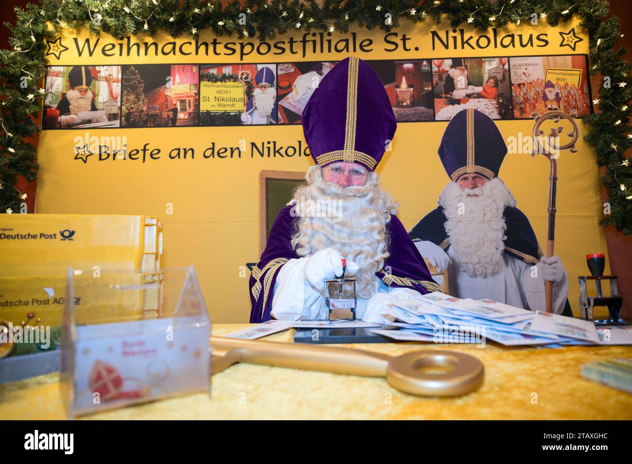 Sankt Nikolaus, Germany. 03rd Dec, 2023. St. Nicholas stamps letters ...