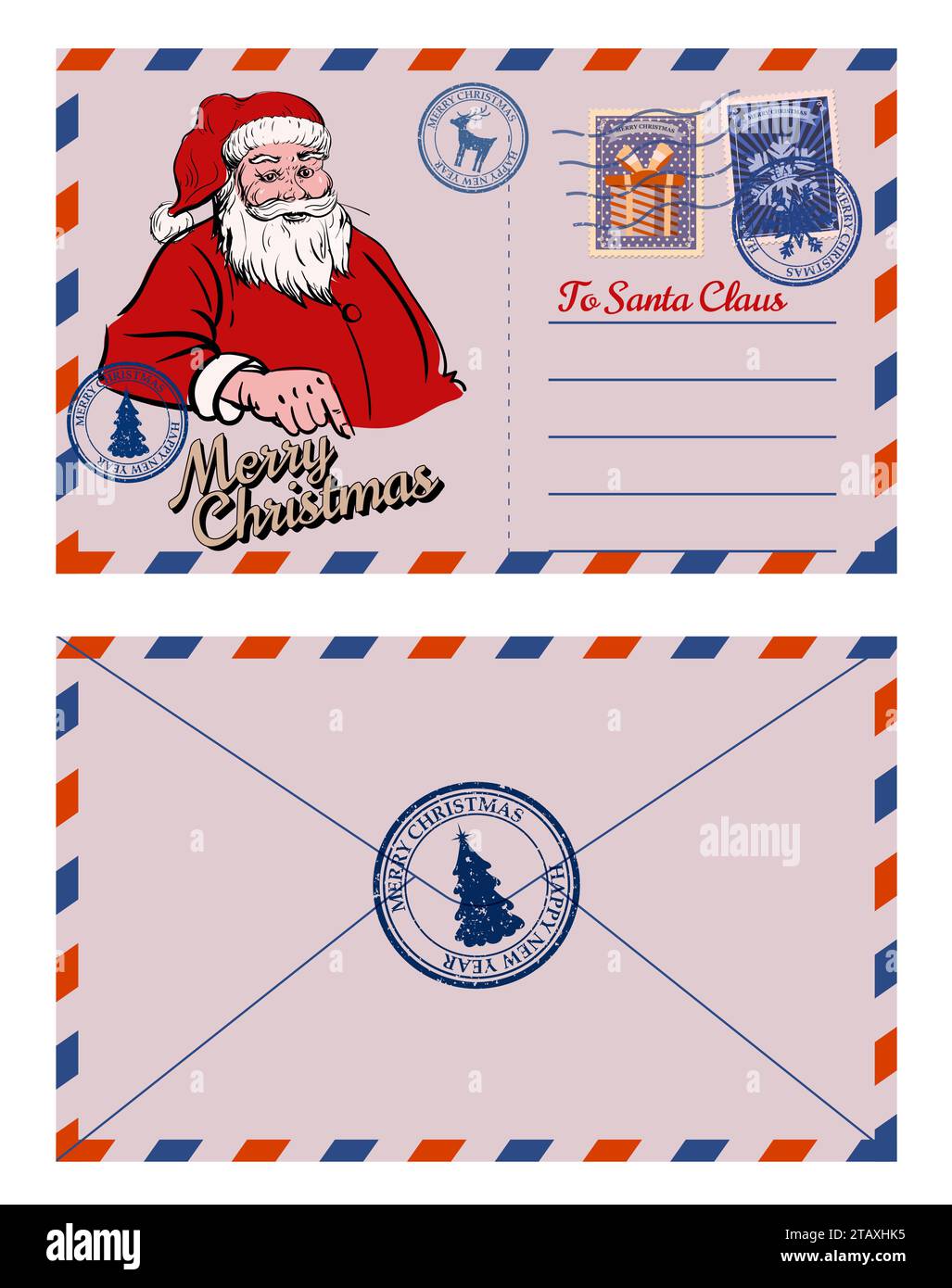 Santa Claus postcard, Christmas letter retro Stock Vector Image & Art ...