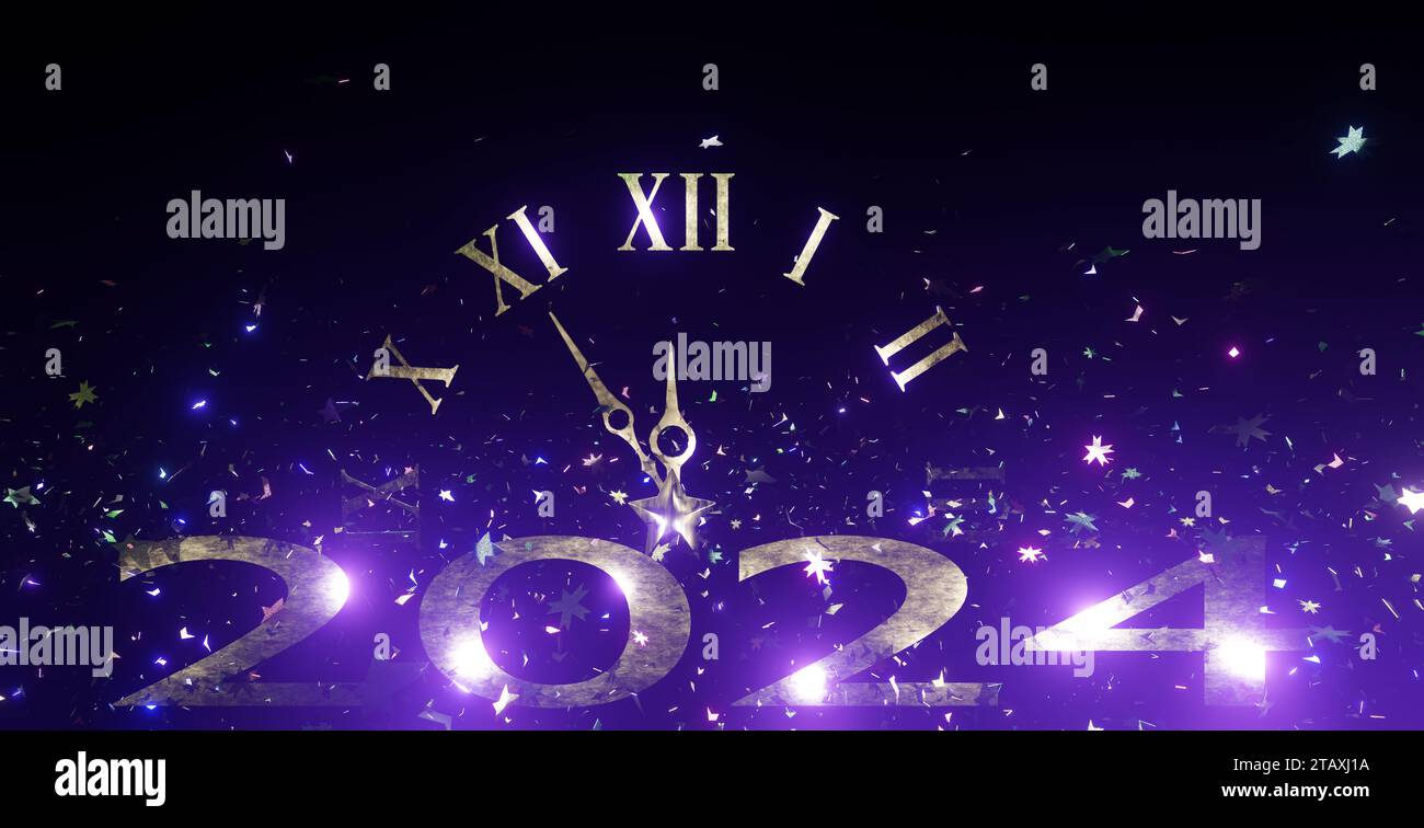 2024 New Year background. 3D render illustration Stock Photo - Alamy