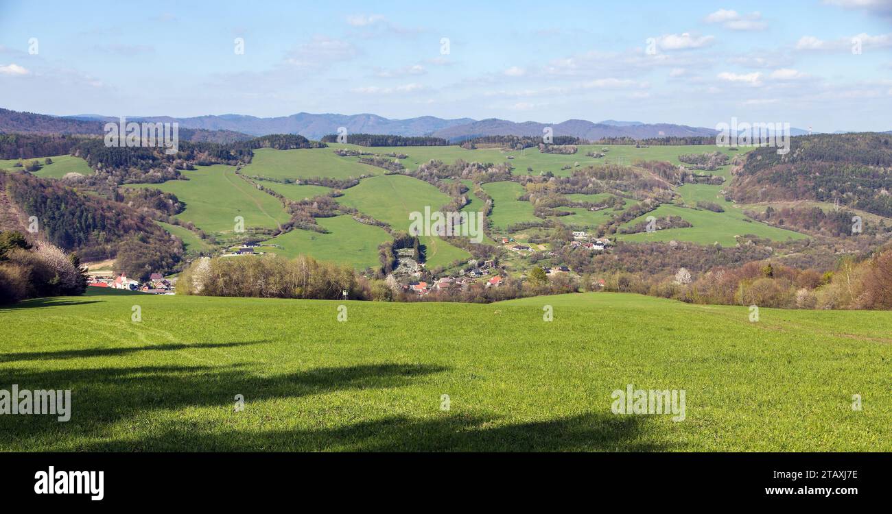 View from White Carpathians mountain in local Bile Karpaty, Carpathian ...