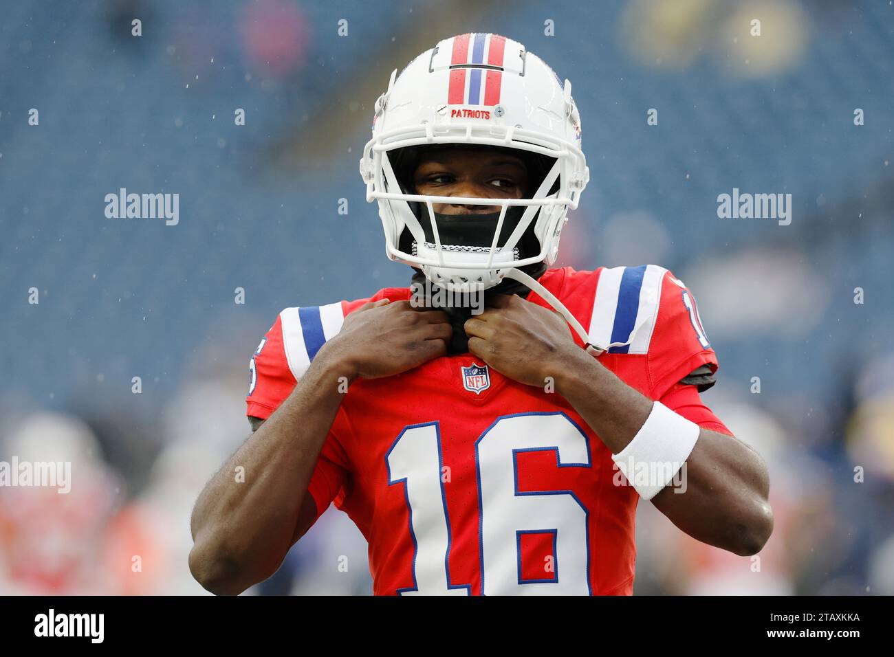 New England Patriots quarterback Malik Cunningham (16) prior to an NFL ...