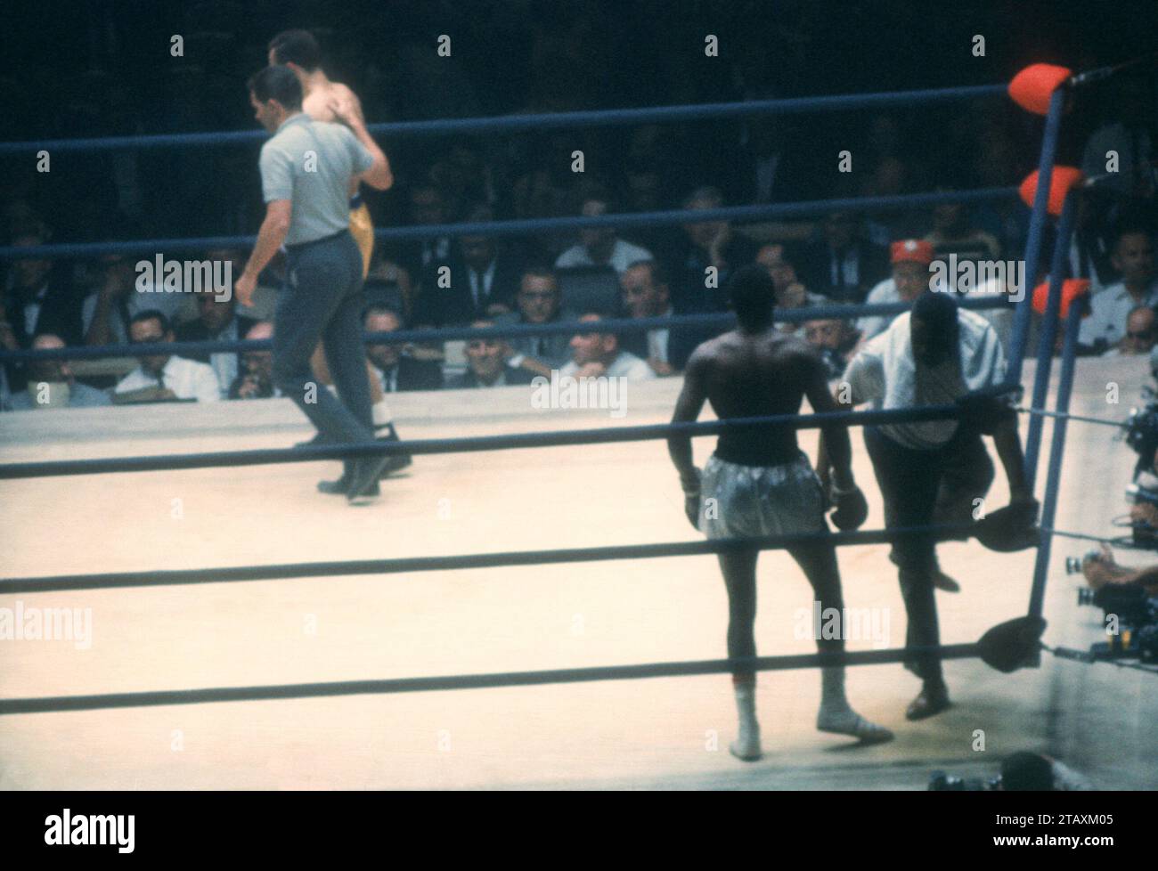 JULY, 1963: General view of an unidentified boxer stands in his corner ...