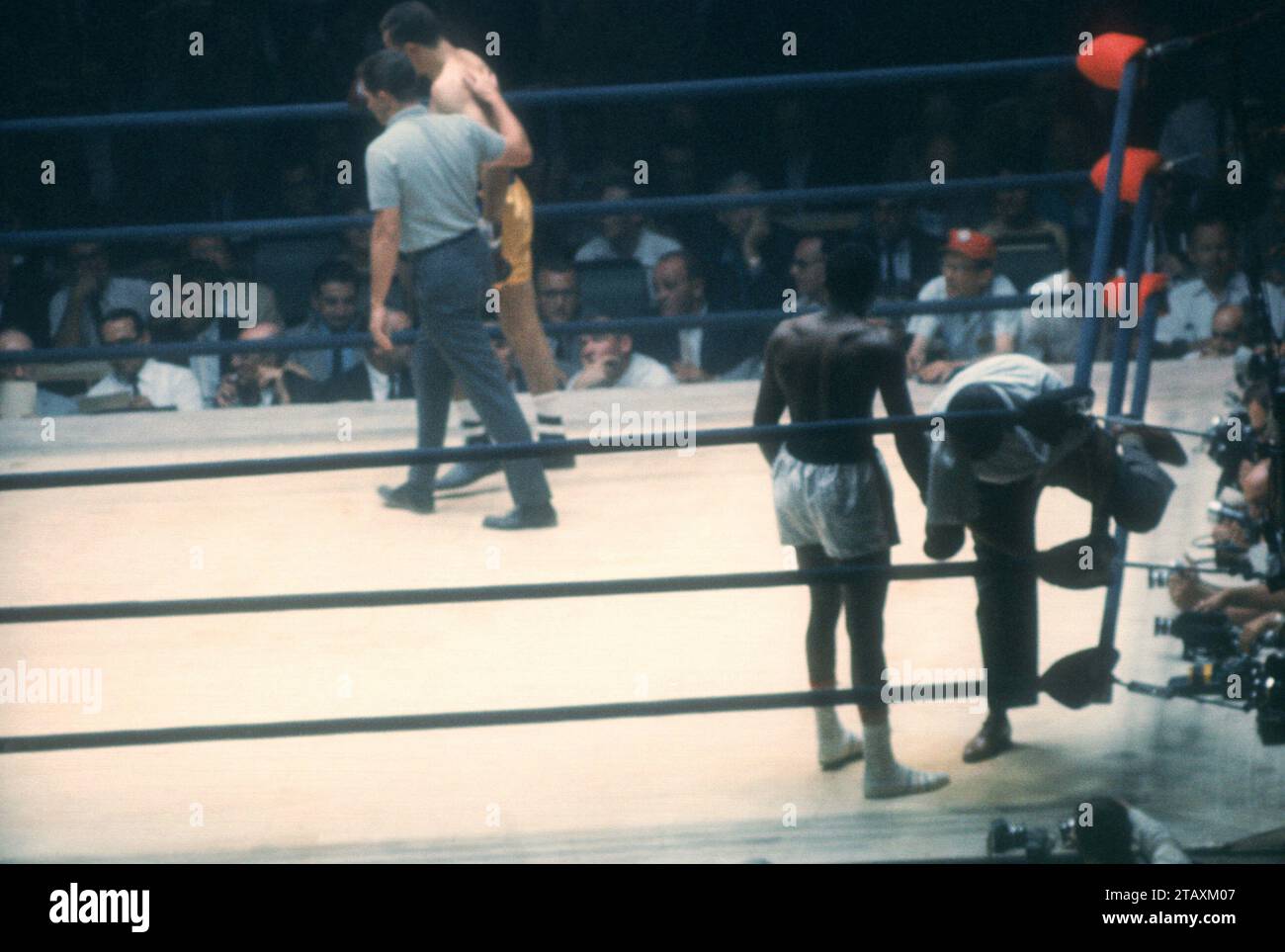 JULY, 1963: General view of an unidentified boxer stands in his corner ...
