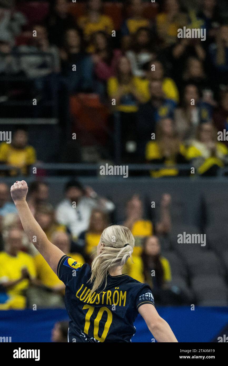 Mathilda Lundström of, Sweden. , . celebrates during the IHF Women's ...