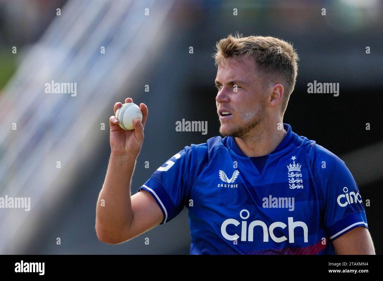 England's Sam Curran prepares to bowl against West Indies during the ...