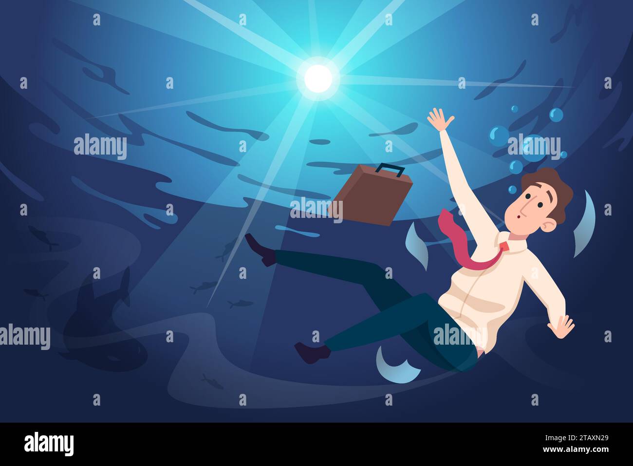 Business concept characters. Managers flowing in water exact vector ...