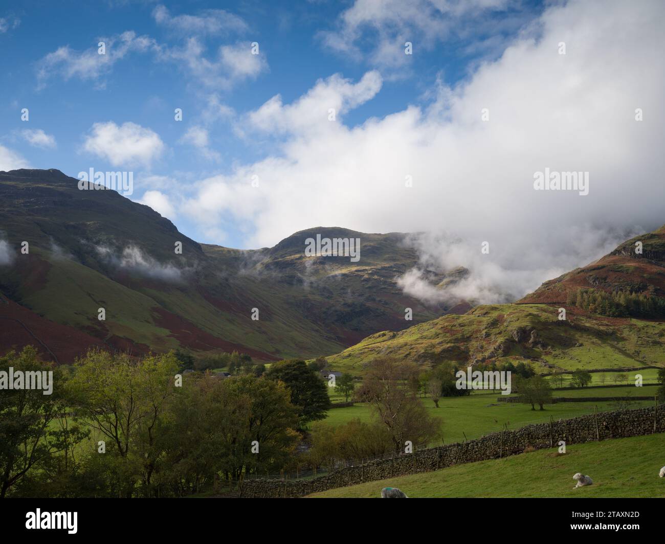 A view up Great Langdale, the popular valley in the Lake District ...