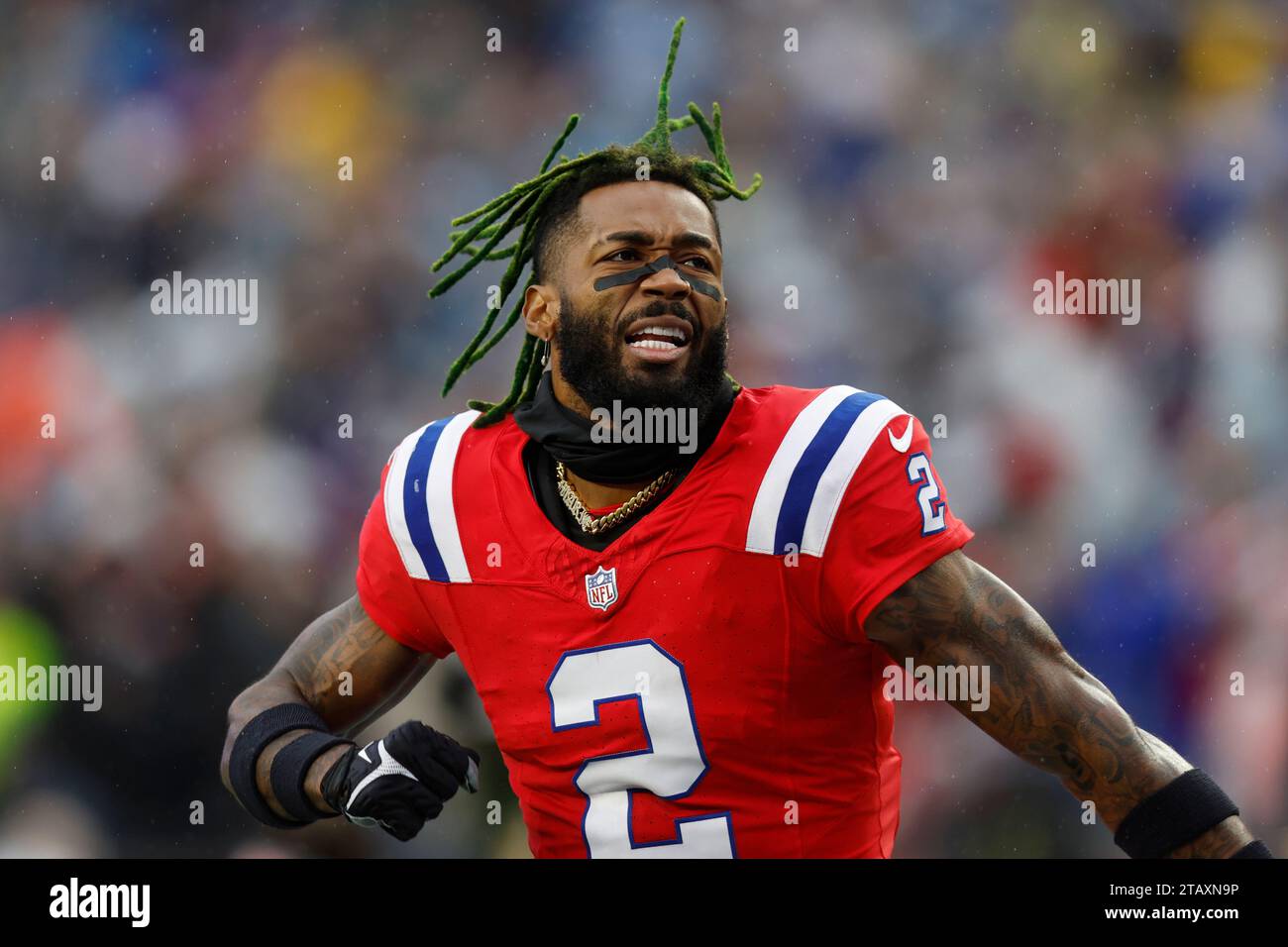 New England Patriots cornerback Jalen Mills (2) pumps his fist prior to ...