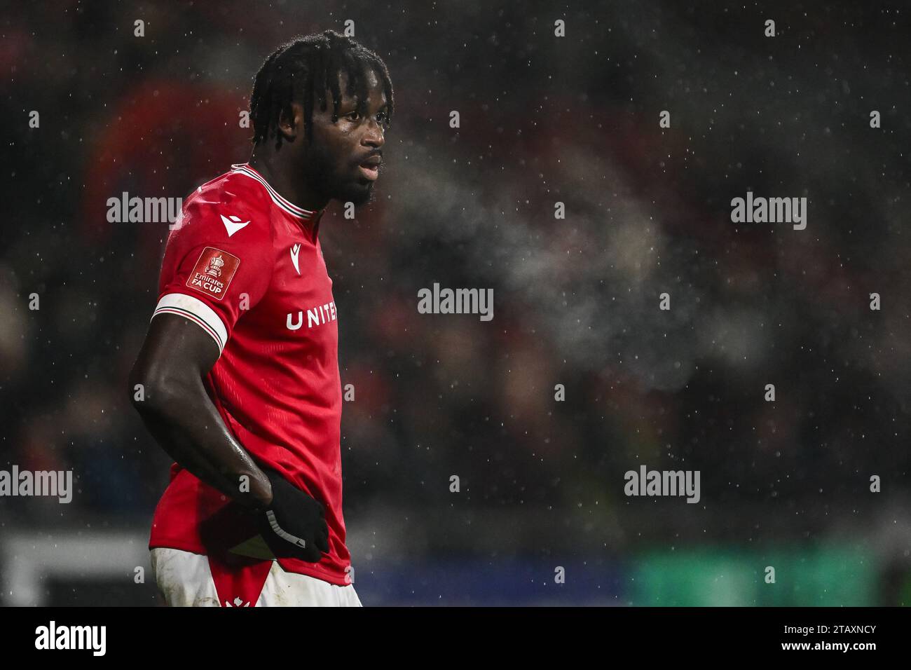 Jacob Mendy #19 of Wrexham during the Emirates FA Cup match Wrexham vs ...