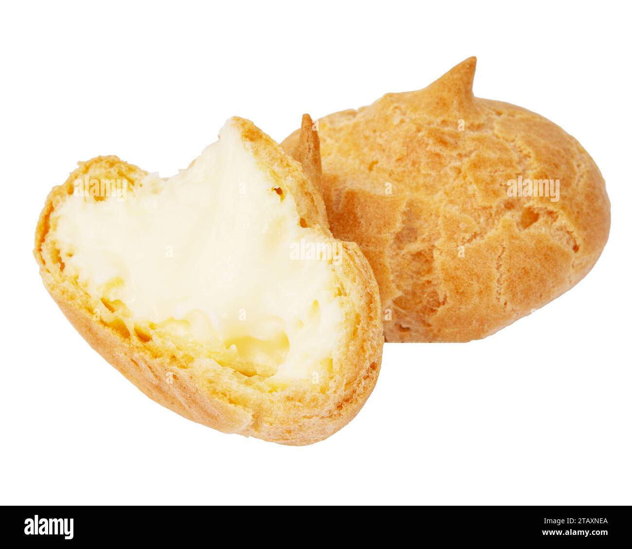 Homemade profiteroles with cream on a white background Stock Photo - Alamy