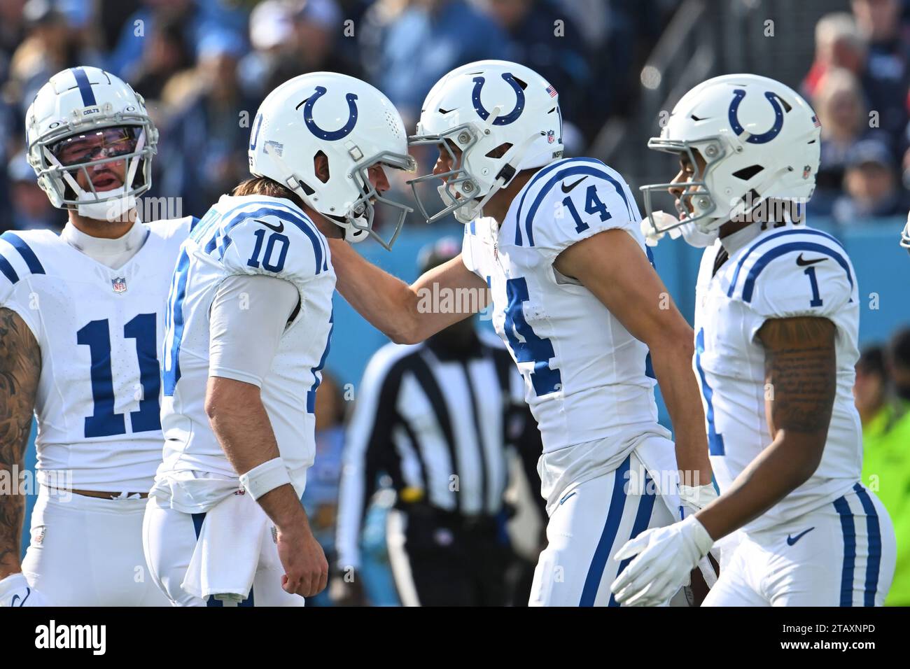 Indianapolis Colts' Alec Pierce (14) celebrates a touchdown reception ...