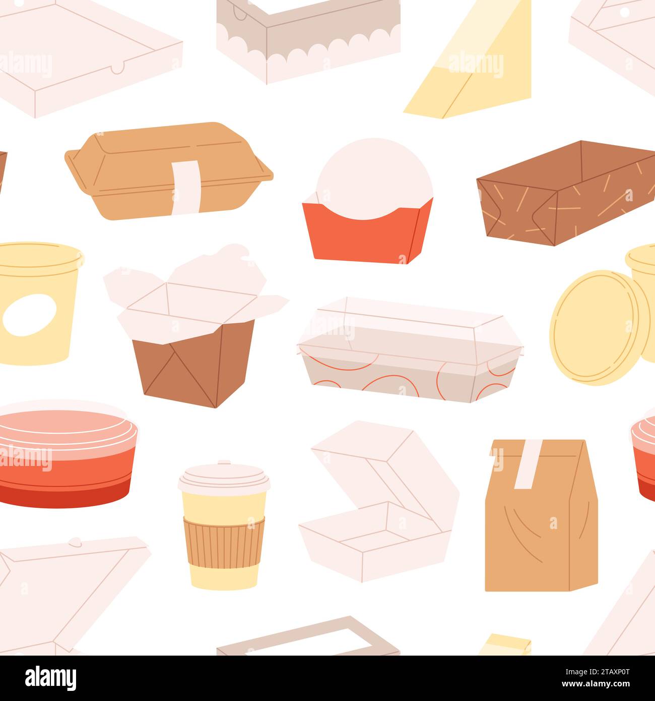 Cardboard food boxes background. Delivery service, cafe coffee and ...