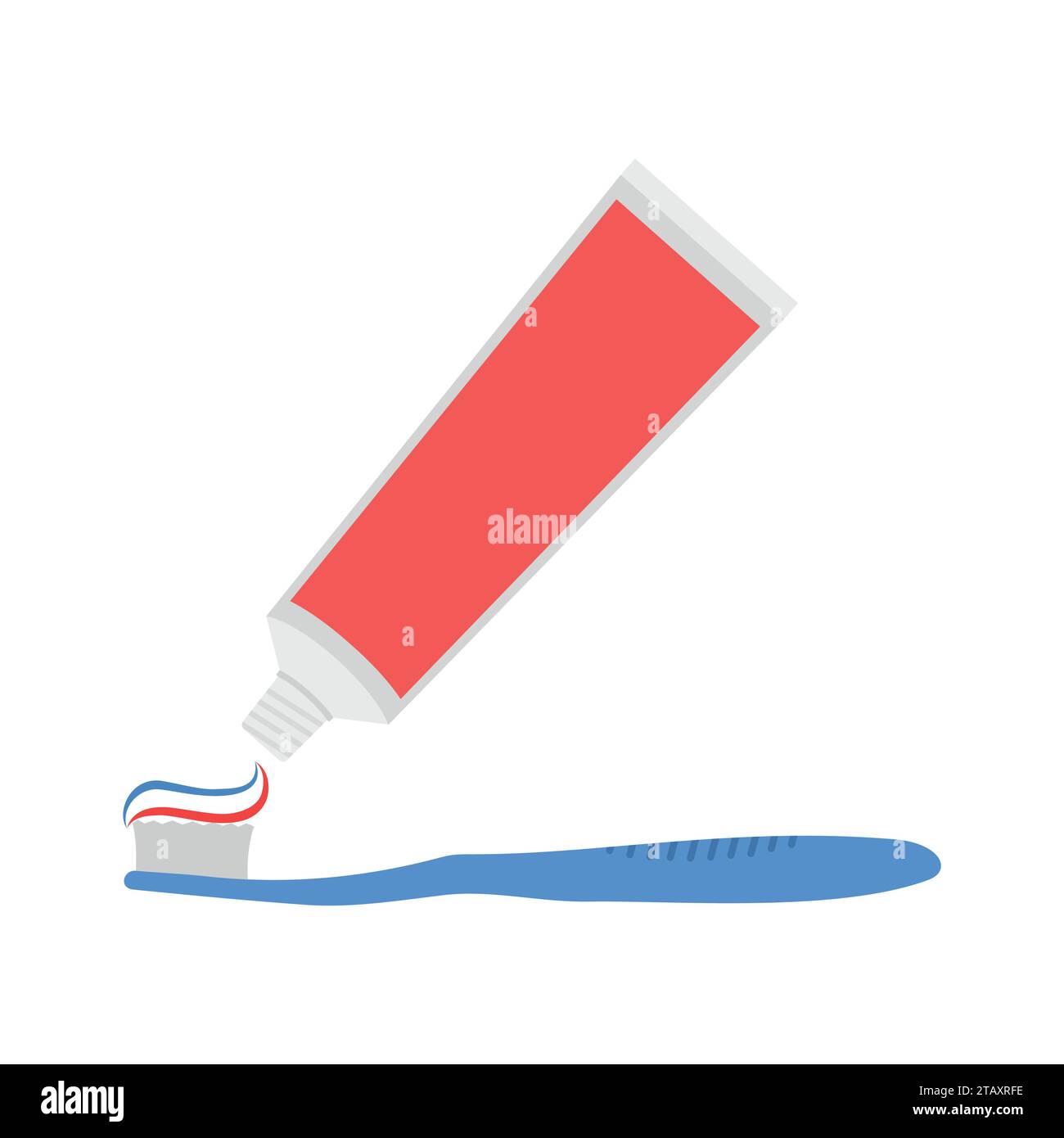 Tube of toothpaste and tooth brush in flat style isolated on white ...
