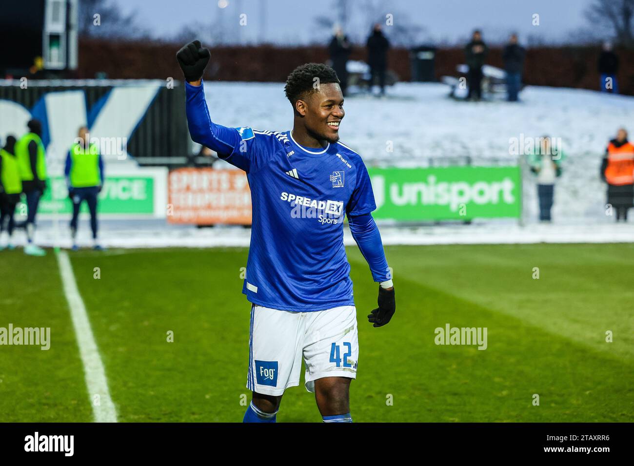 Lyngby, Denmark. 03rd Dec, 2023. Tochi Chukwuani (42) of Lyngby BK seen ...