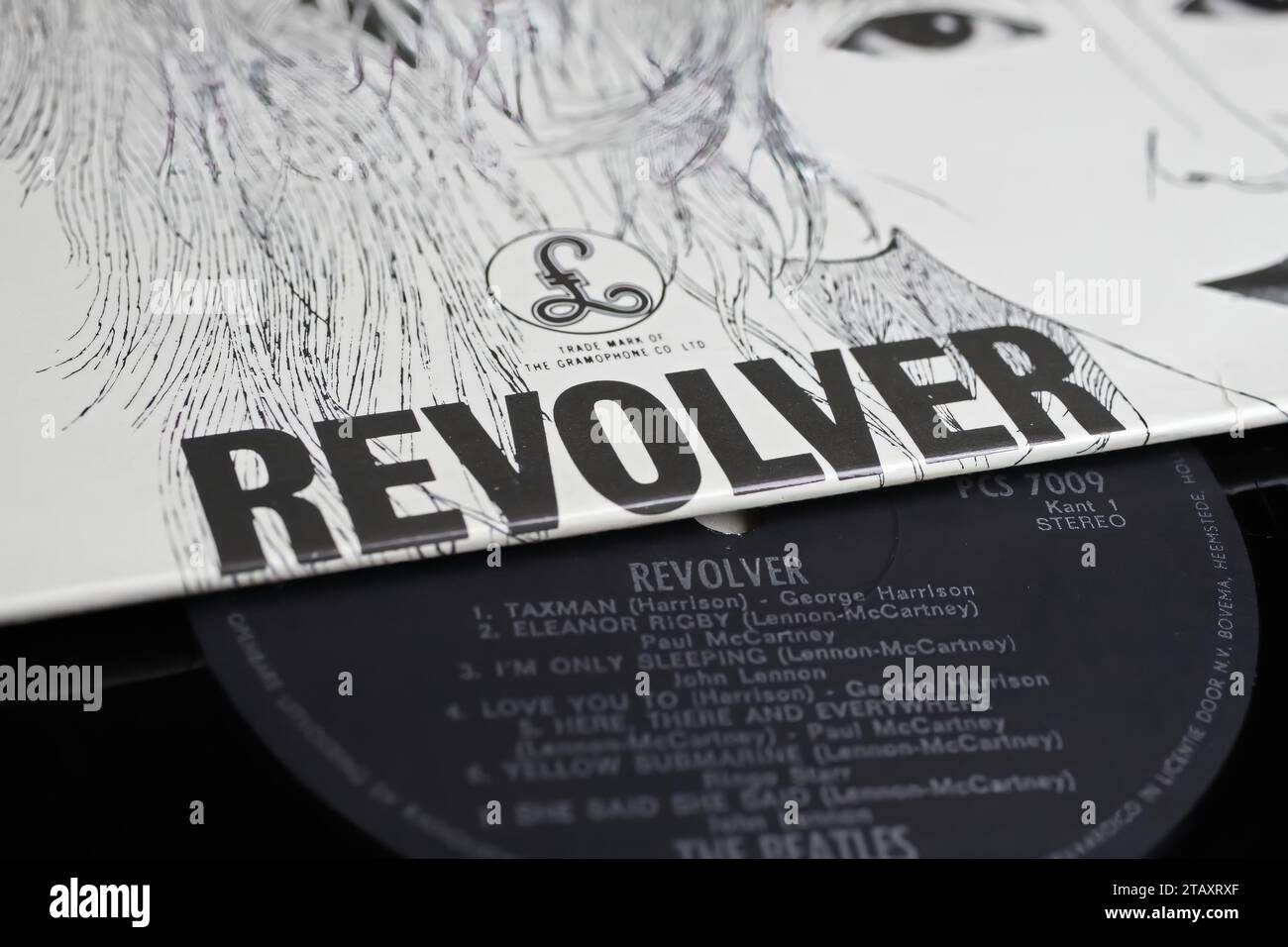 Viersen, Germany - June 9. 2023: Closeup of vinyl record album cover Revolver from the Beatles ...