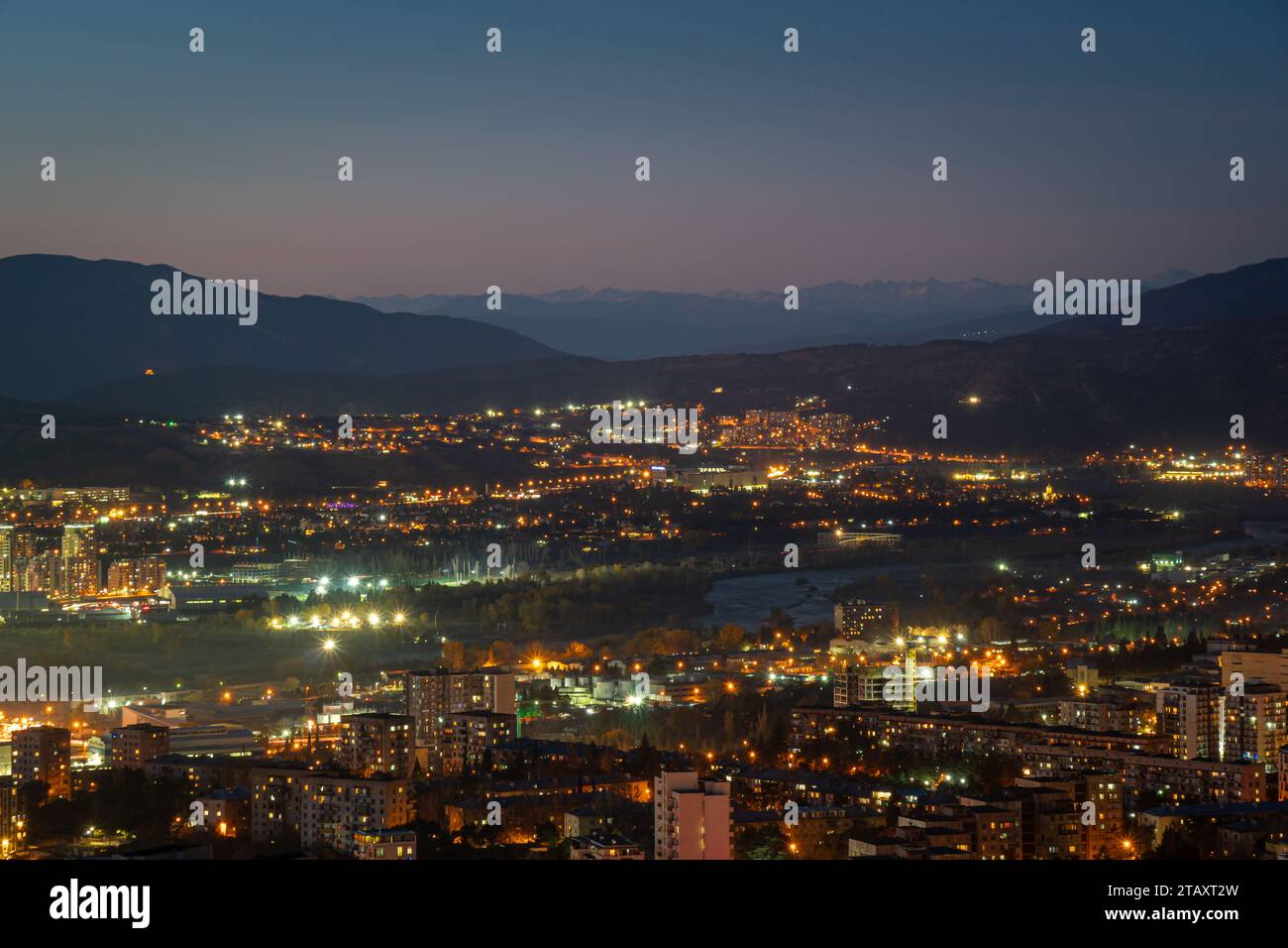 Old soviet residential district Gldani at night. Tbilisi Stock Photo ...