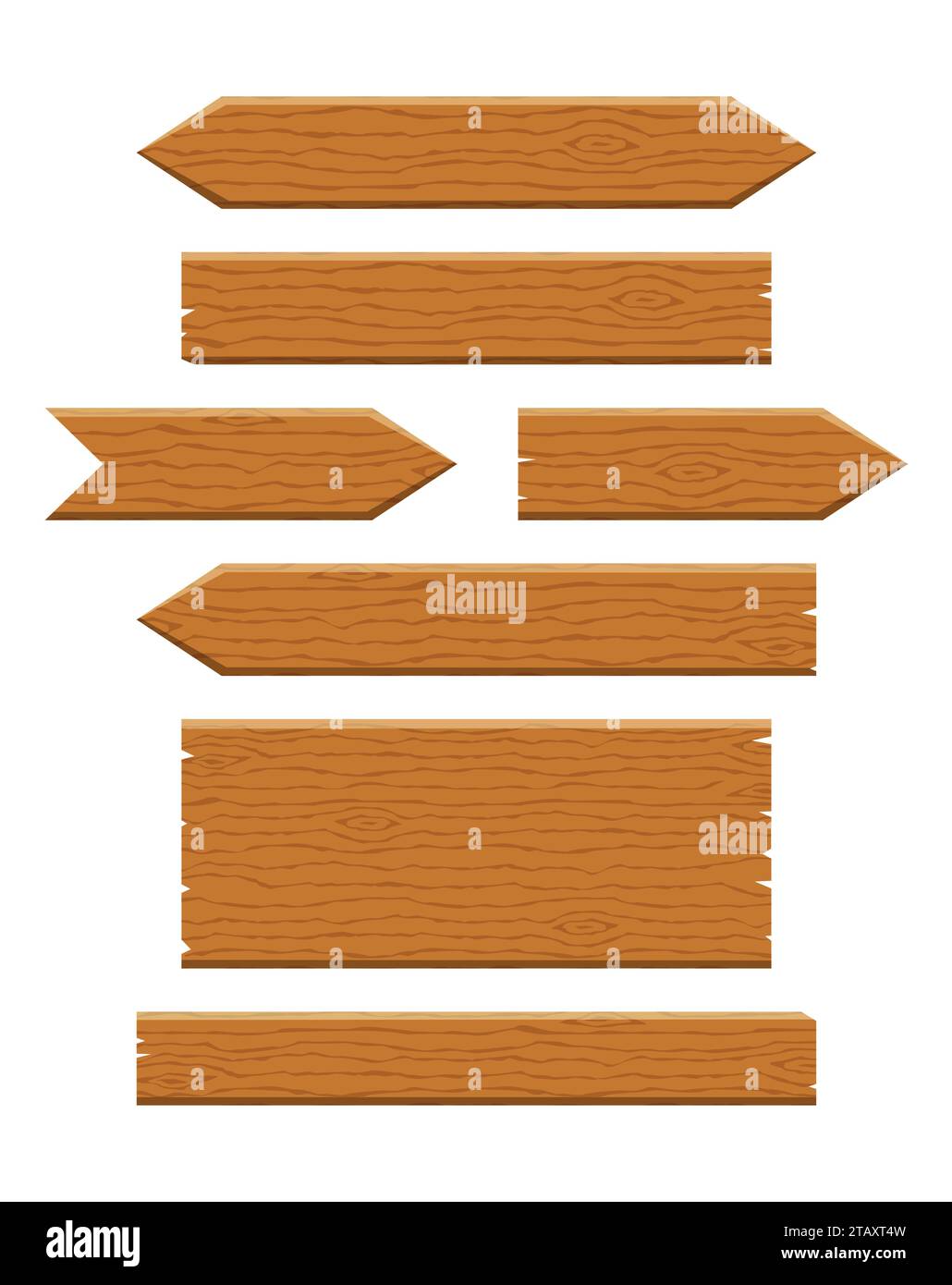 Wooden planks set isolated on white background. Cartoon flat wood ...