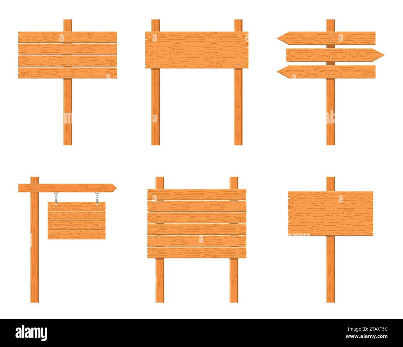 Wooden signboards set isolated on white background. Signs and symbols ...