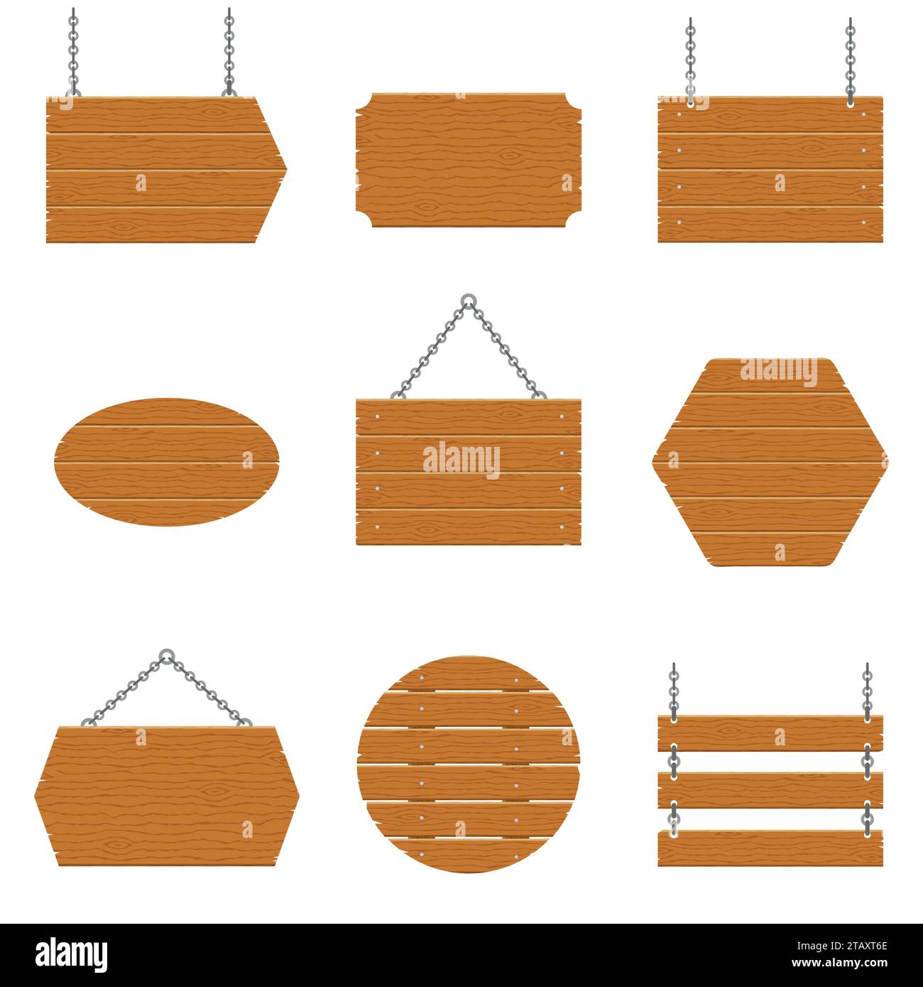 Wooden signboards and wood plank set isolated on white background ...