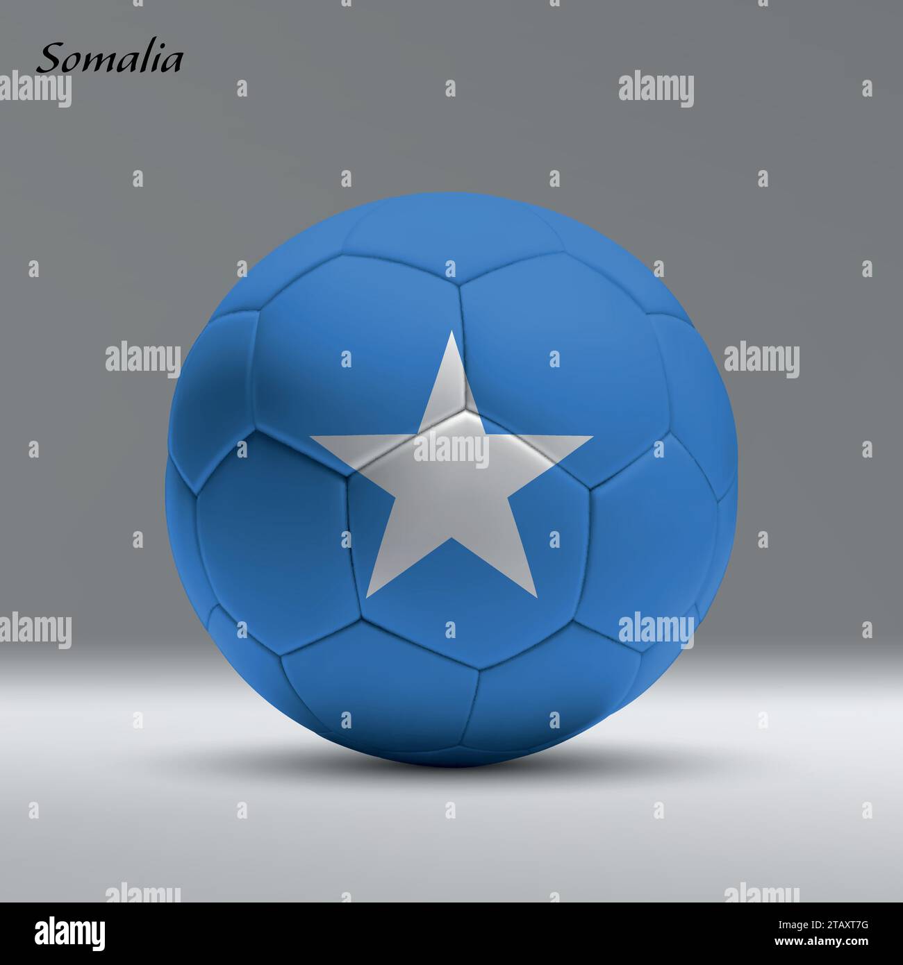 3d realistic soccer ball iwith flag of Somalia on studio background ...