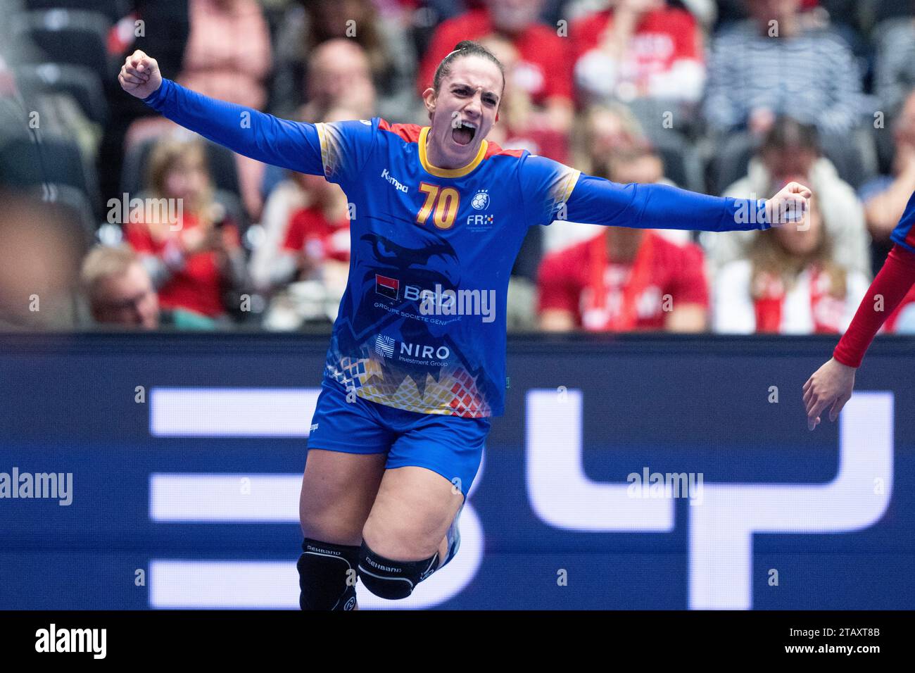 Denmark, Sunday, December 3, 2023.. Andreea Popa celebrate during the IHF World Women's Handball ...