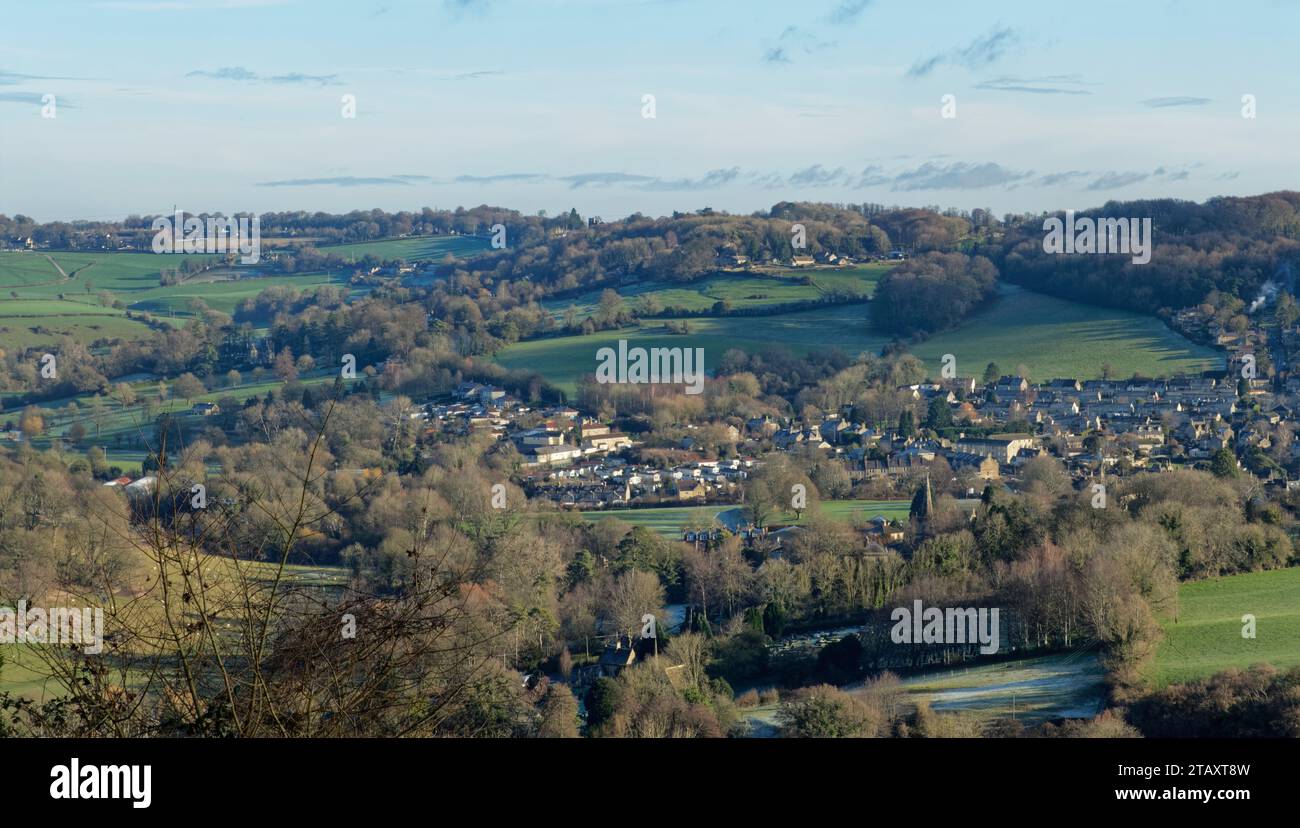 Overview of Box village in winter, Wiltshire, UK, January 2023 Stock ...
