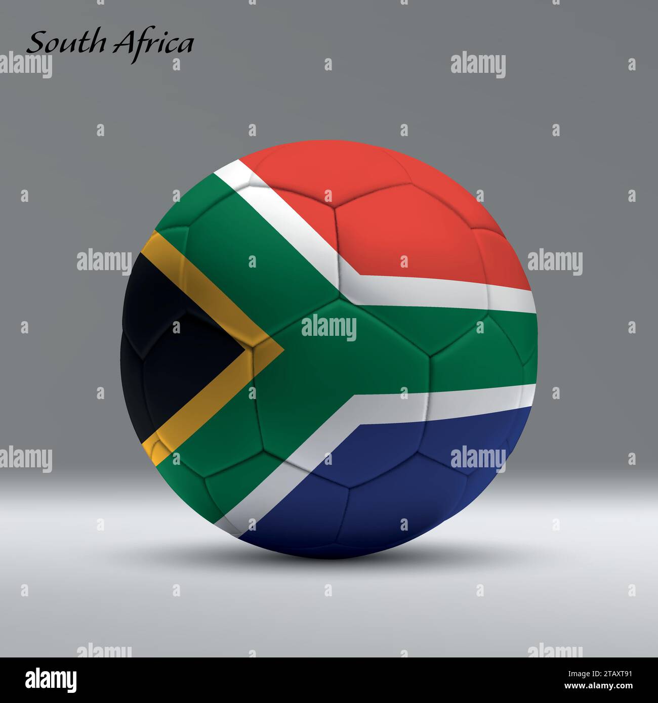 3d realistic soccer ball iwith flag of South Africa on studio ...