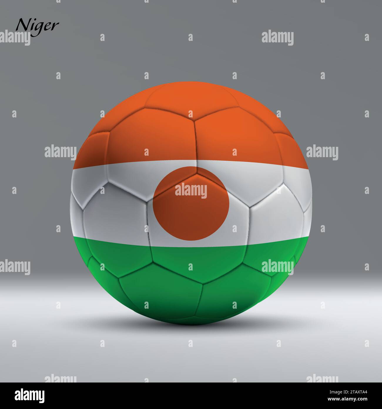 3d realistic soccer ball iwith flag of Niger on studio background ...
