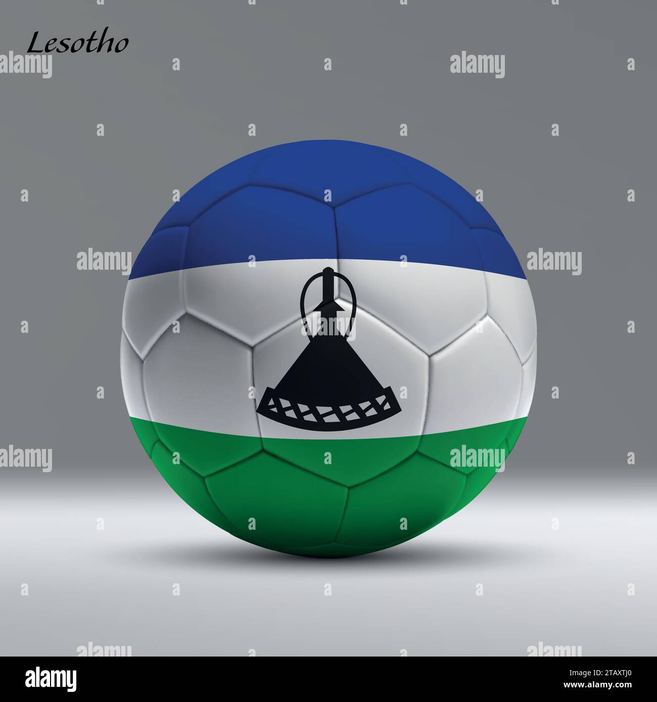 3d realistic soccer ball iwith flag of Lesotho on studio background ...