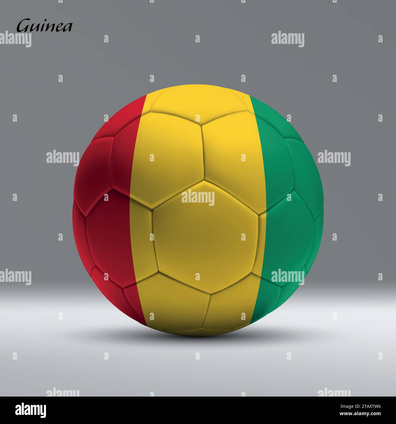 3d realistic soccer ball iwith flag of Guinea on studio background ...