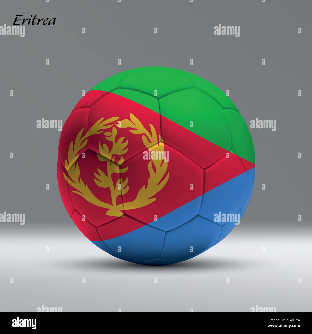 3d realistic soccer ball iwith flag of Eritrea on studio background ...