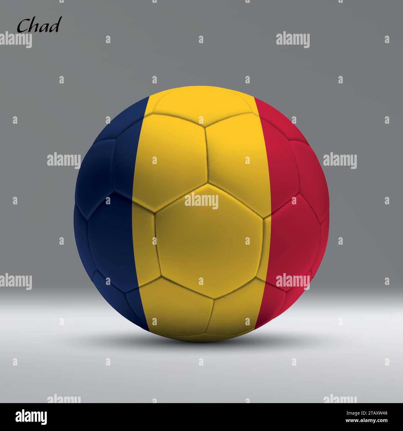 3d realistic soccer ball iwith flag of Chad on studio background ...