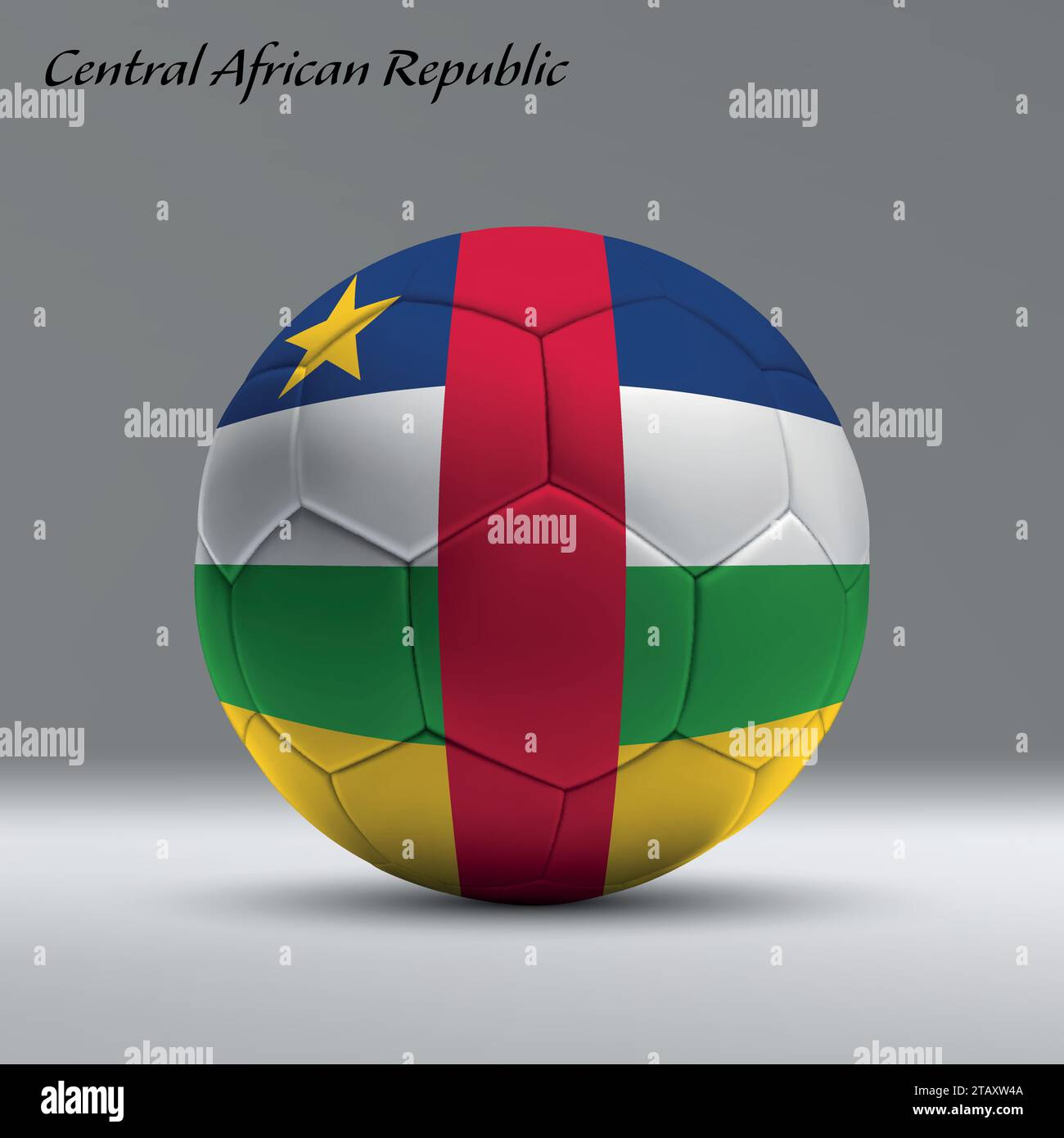 3d realistic soccer ball iwith flag of Central African Republic on ...