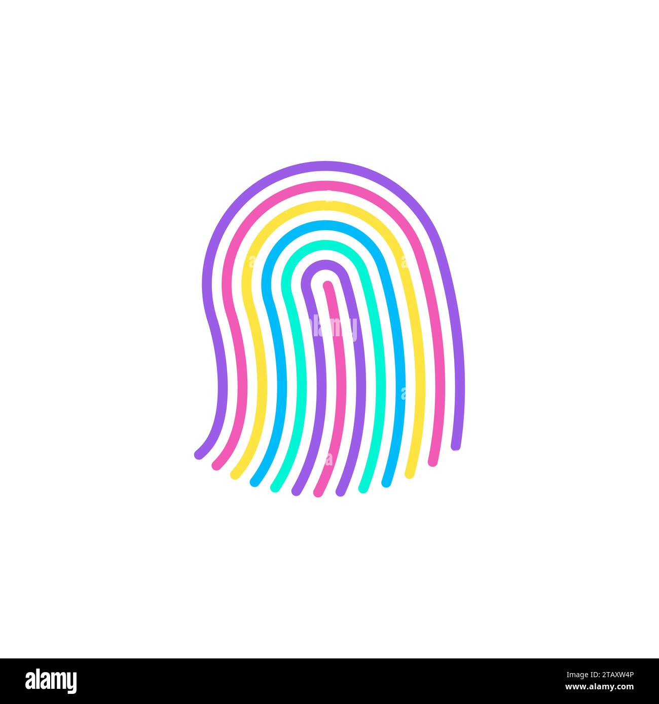 Stylized Finger Print Colorful Icon Fingerprint Lock Secure Concept