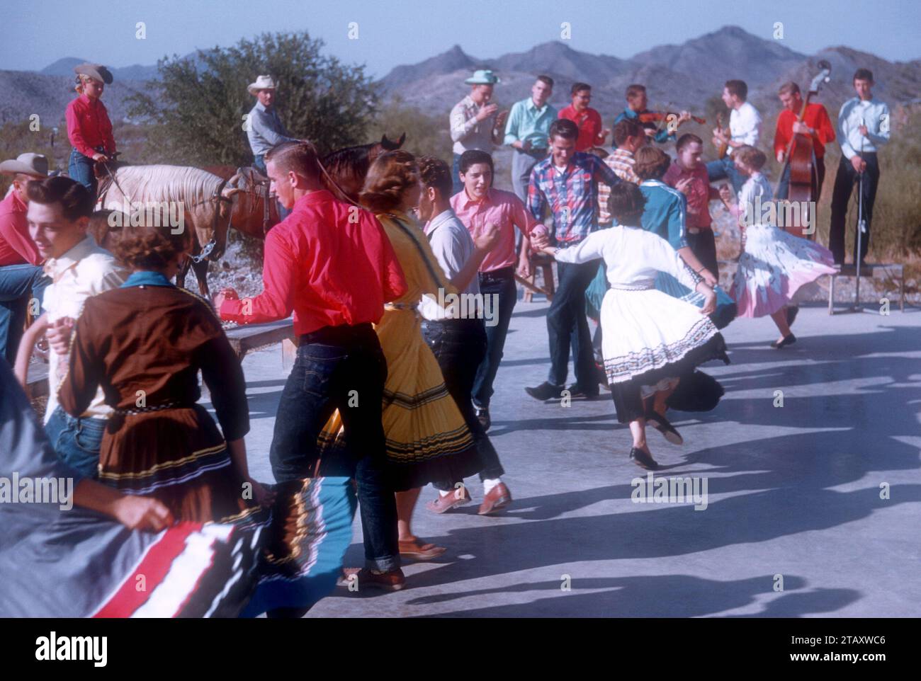 PHOENIX, AZ - OCTOBER 28: Phoenix college students square dance outside ...