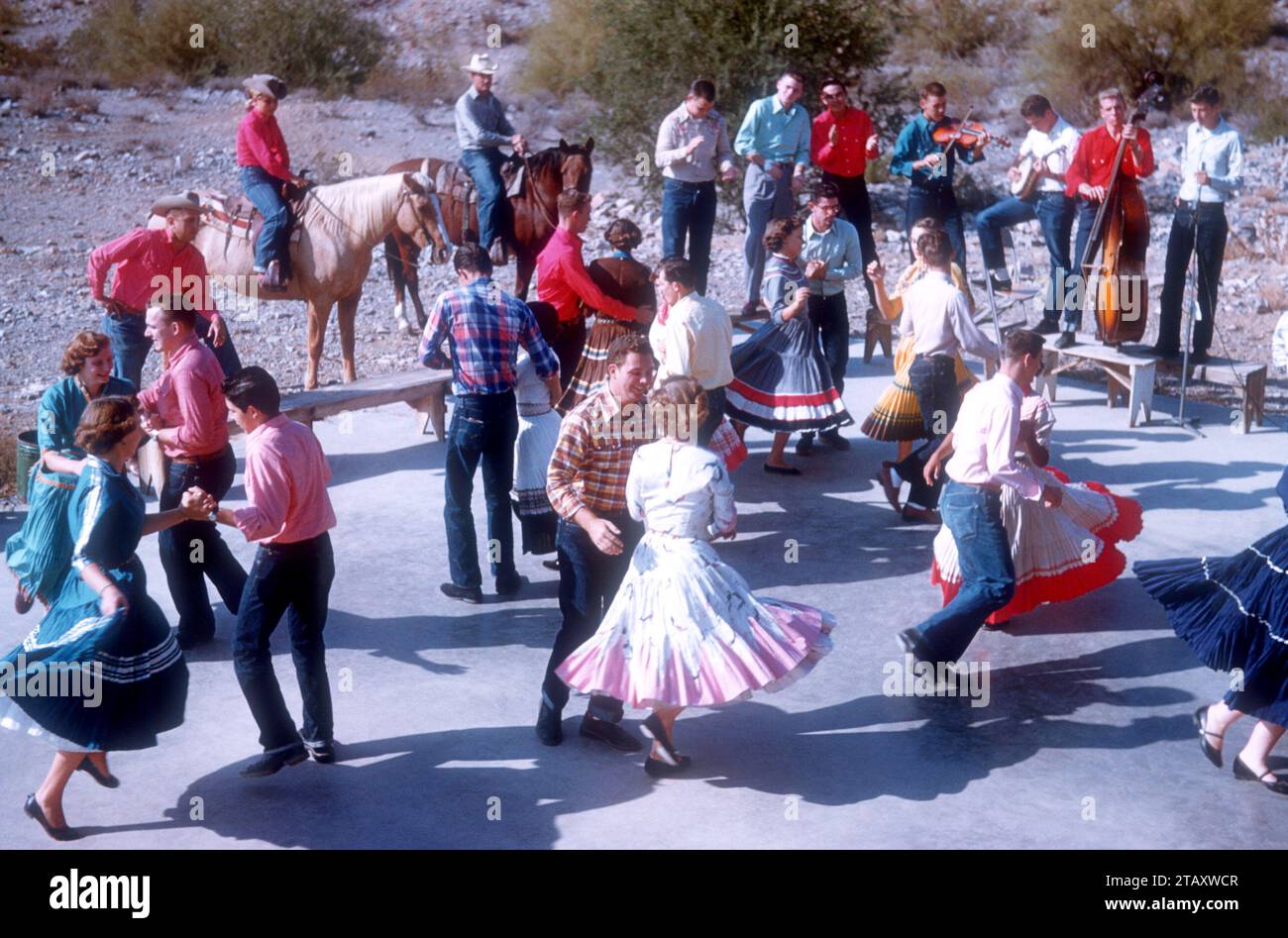 PHOENIX, AZ - OCTOBER 28: Phoenix college students square dance outside ... PHOENIX, AZ - OCTOBER 28: Phoenix college students square dance outside ...