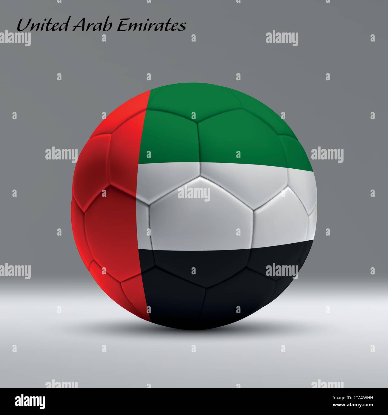 3d realistic soccer ball iwith flag of United Arab Emirates on studio ...