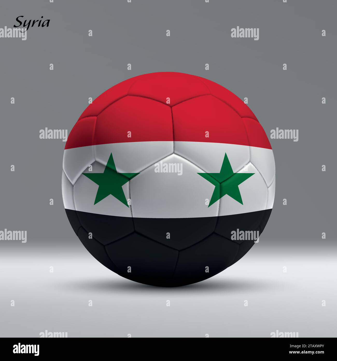 3d realistic soccer ball iwith flag of Syria on studio background ...