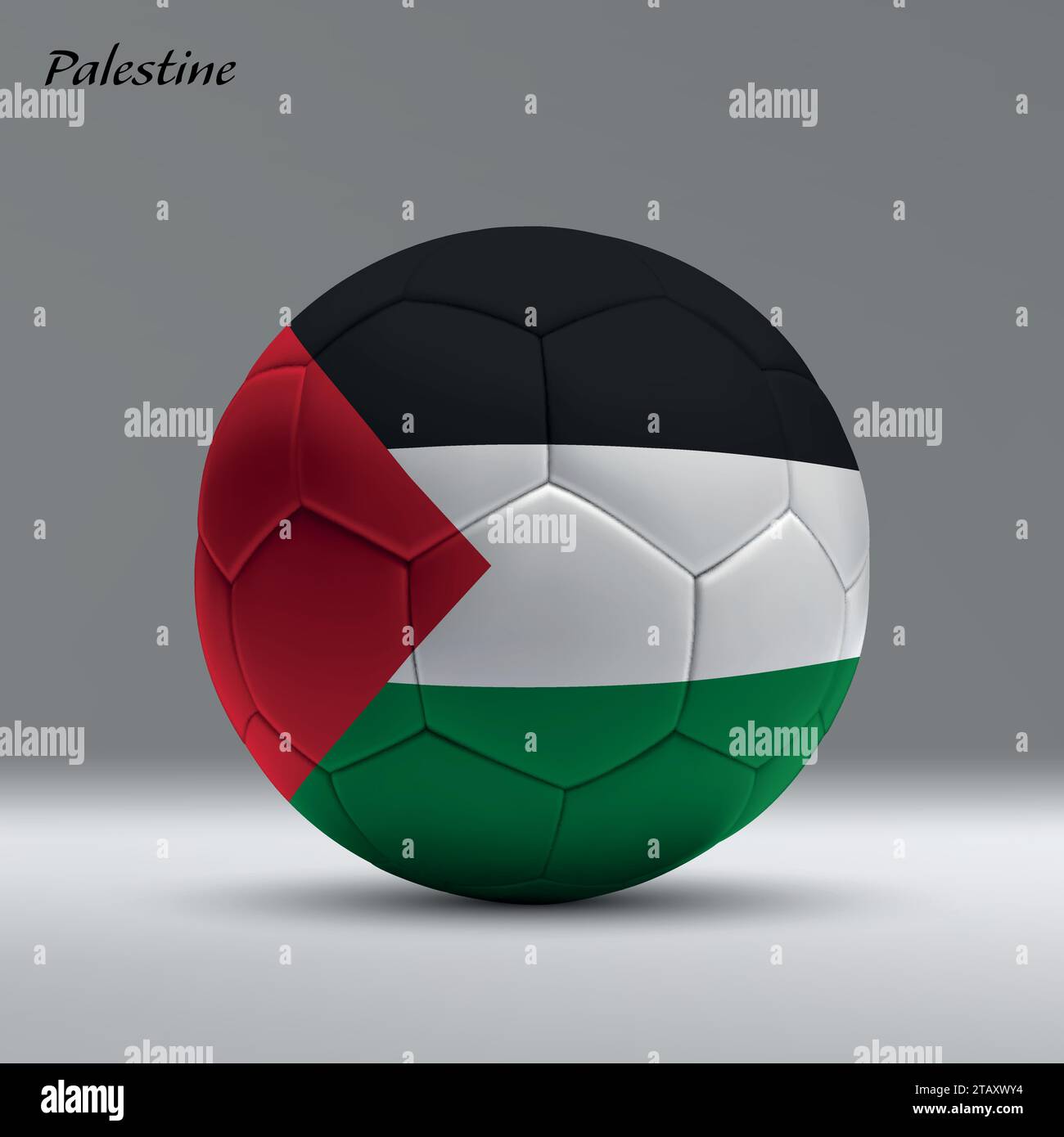 3d realistic soccer ball iwith flag of Palestine on studio background ...