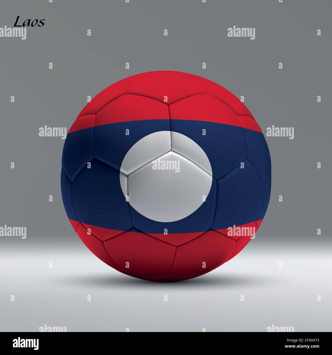 3d realistic soccer ball iwith flag of Laos on studio background ...